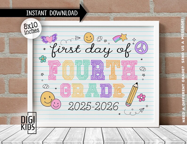 First Day of 4th Grade Sign 2025 - 4th Grade 1st Day of School ...