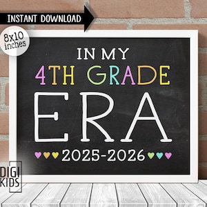 First Day of 4th Grade Sign - in My 4th Grade Era Poster - Back to ...