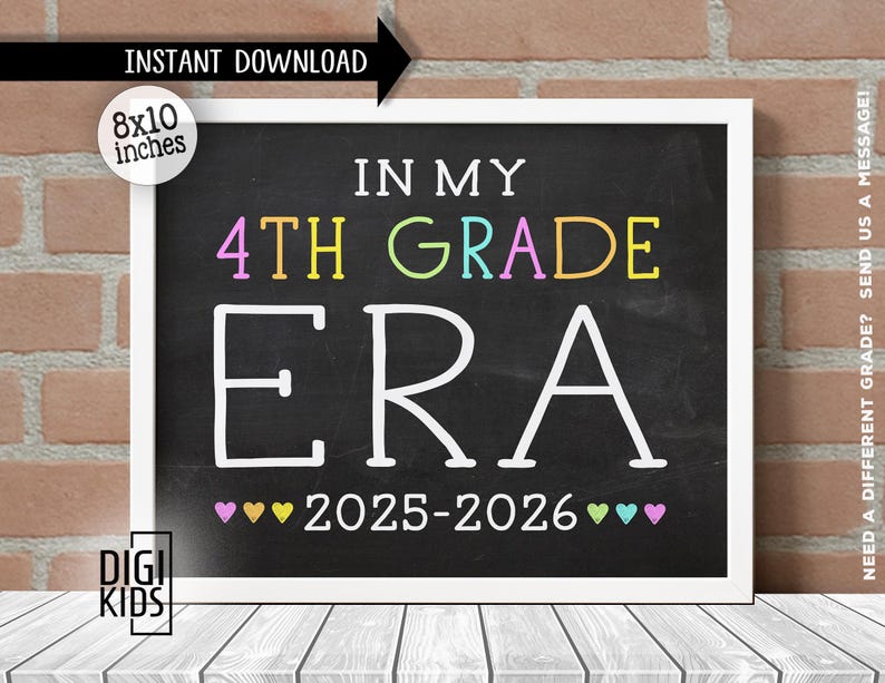 First Day of 4th Grade Sign - in My 4th Grade Era Poster - Back to ...