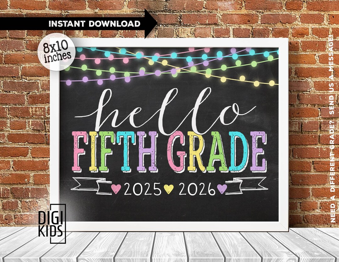 1st Day of 5th Grade Sign - 1st Day of School Signs Printable 2025 ...