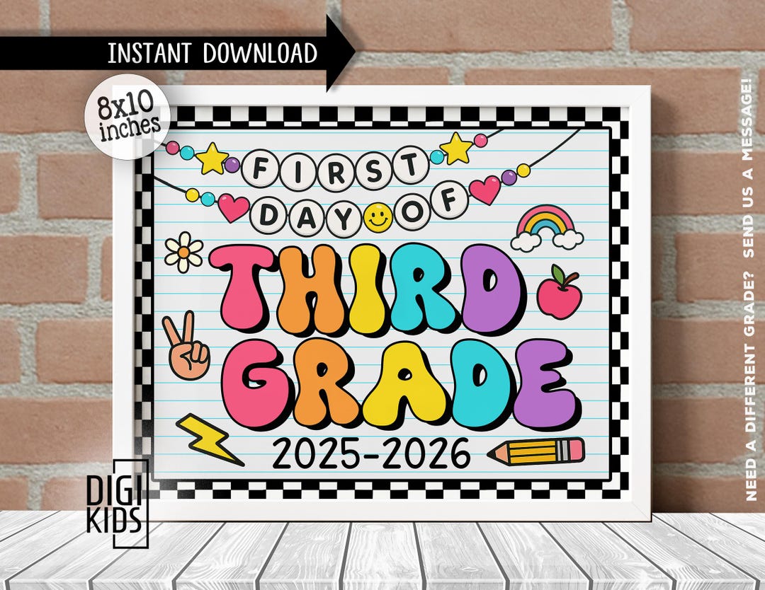 First Day of 3rd Grade Sign Printable - First Day of School Girls 2025 ...
