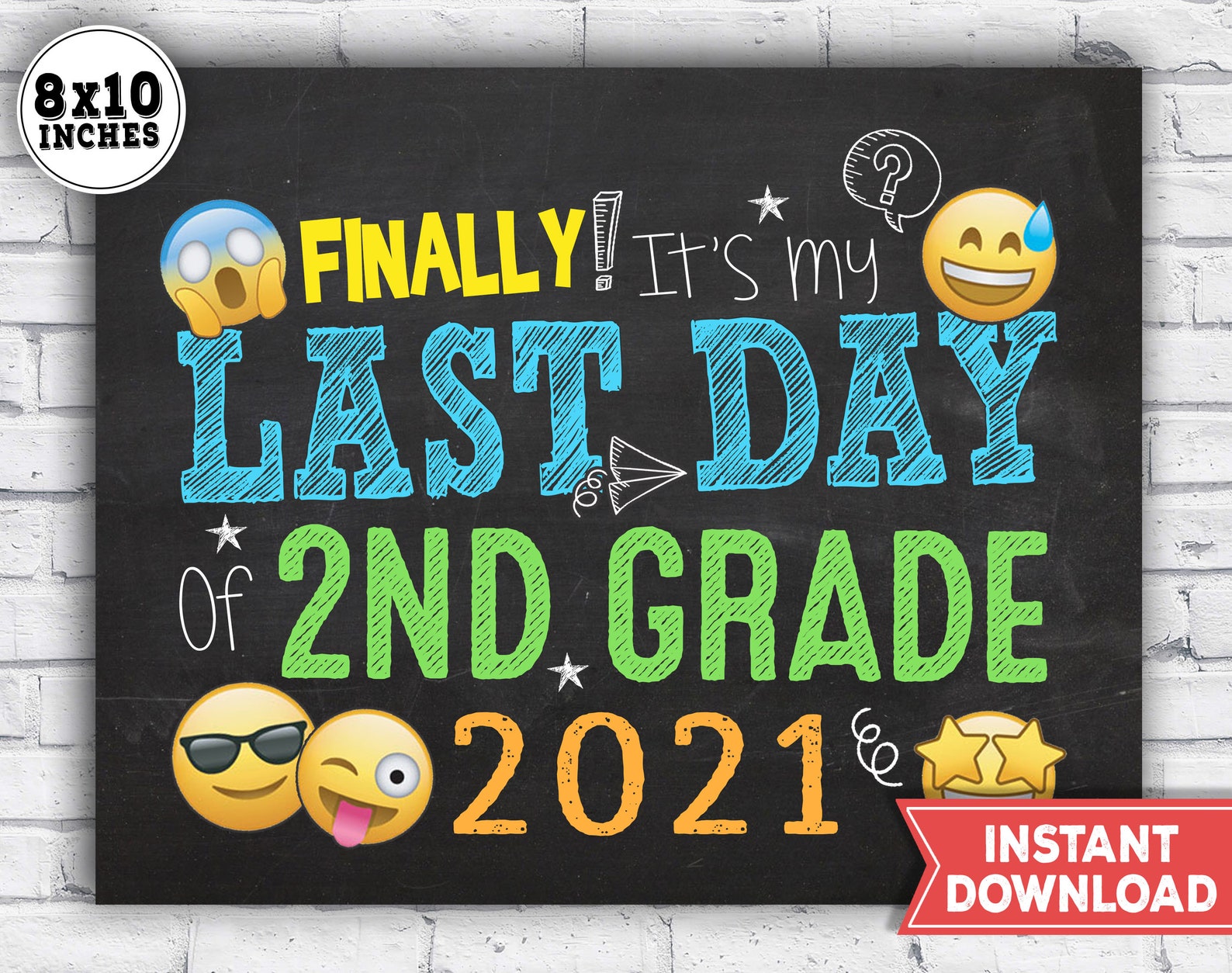Last Day of 2nd Grade Sign Last Day of School Sign 2021 | Etsy