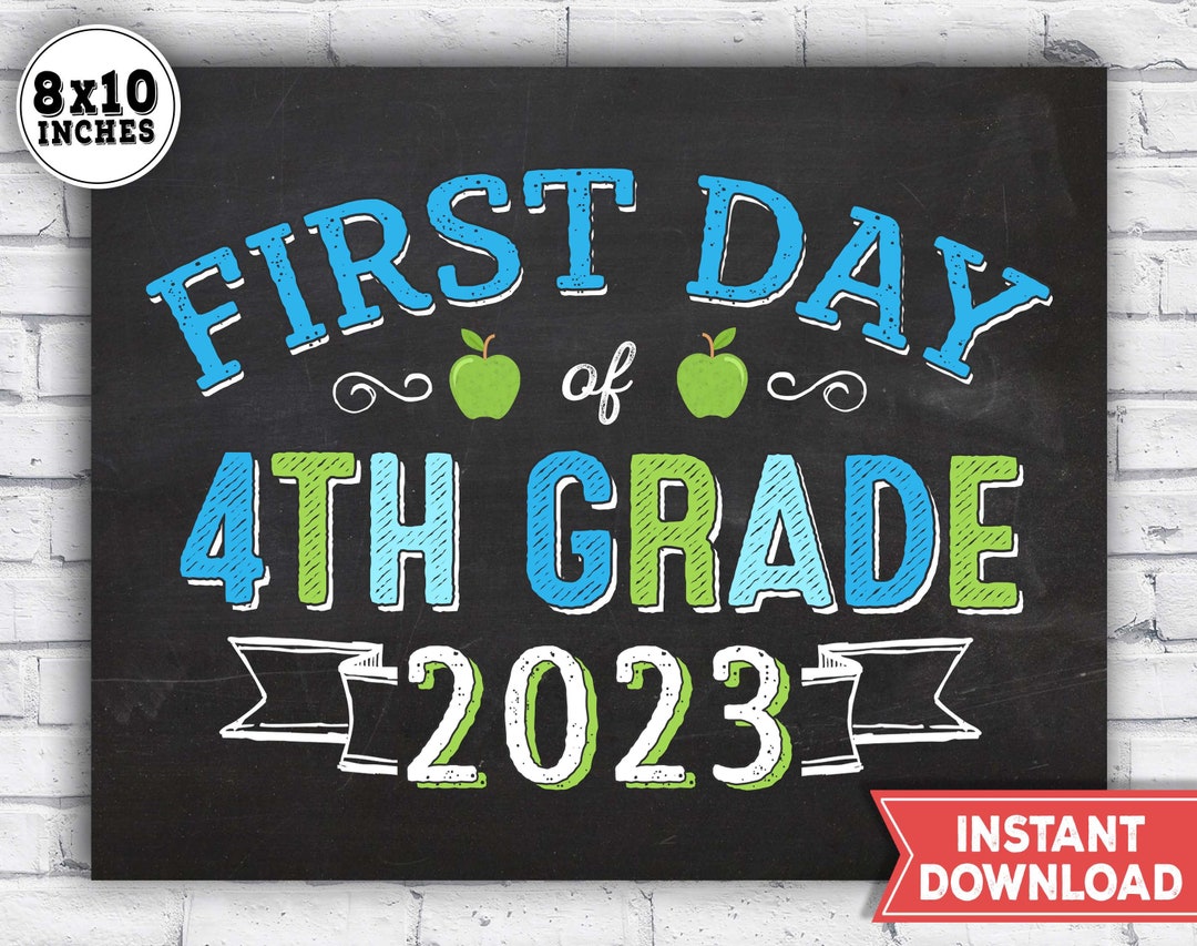 First Day of 4th Grade Sign 1st Day of School Sign 2023 - Etsy