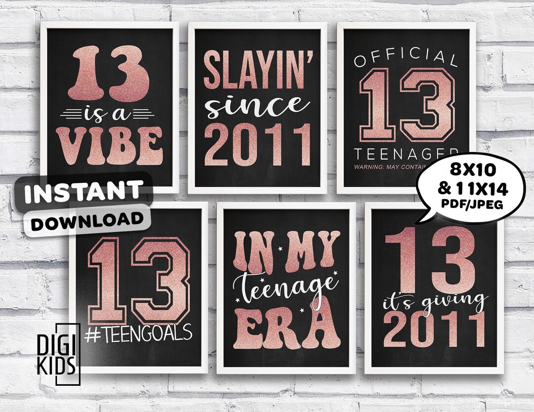 13th Birthday Party Decorations - 13th Birthday Printable Signs for ...