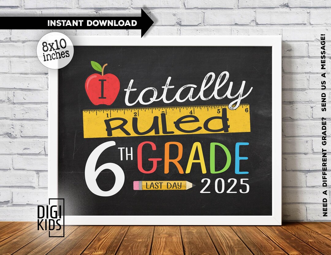 Last Day of School Sign 2025 Last Day of 6th Grade Sign Printable Sixth ...