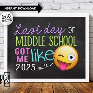 Last Day of Middle School Sign - Last Day of 8th Grade Printable 2025 ...