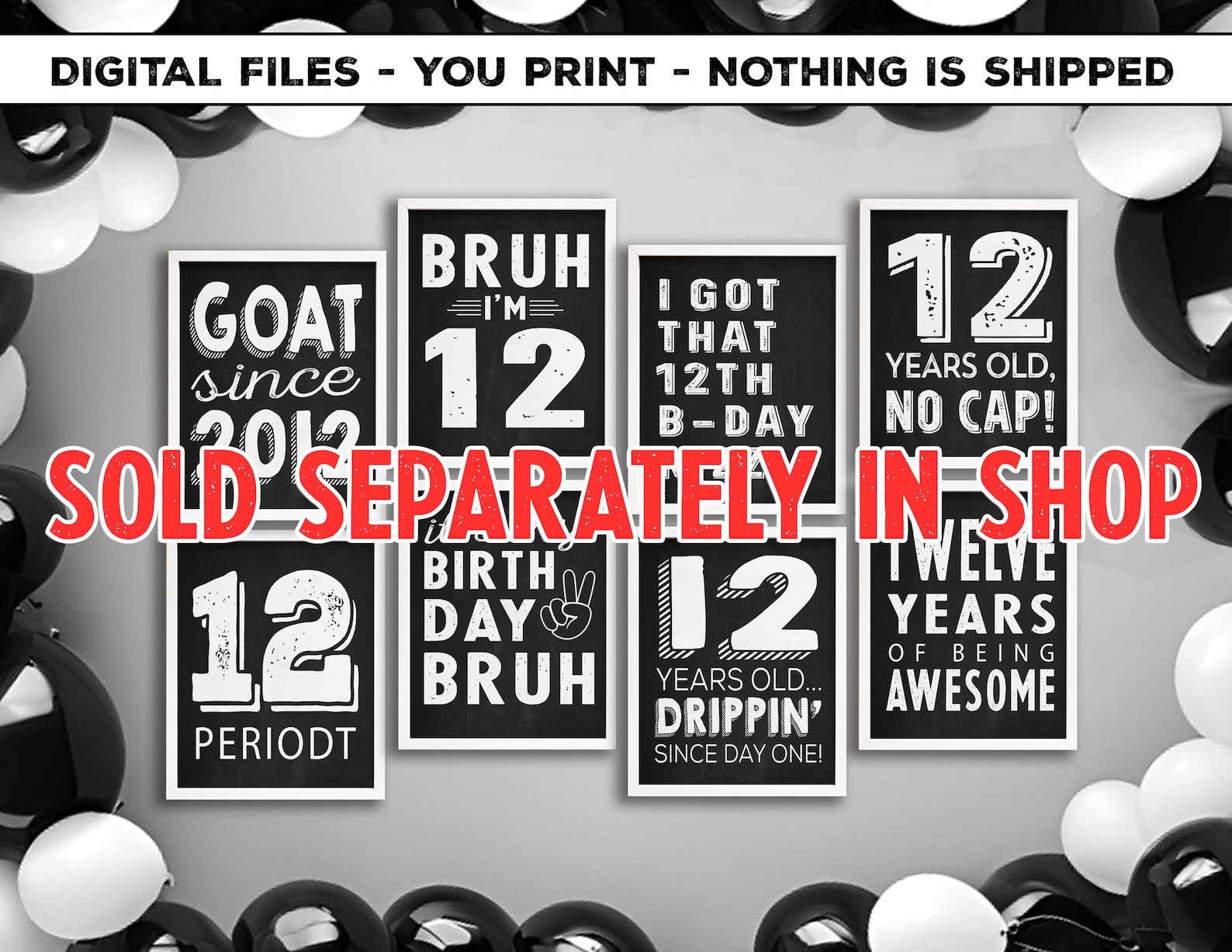 12th Birthday Sign - Boy's 12th Birthday Party Decorations - BRUH 12 ...