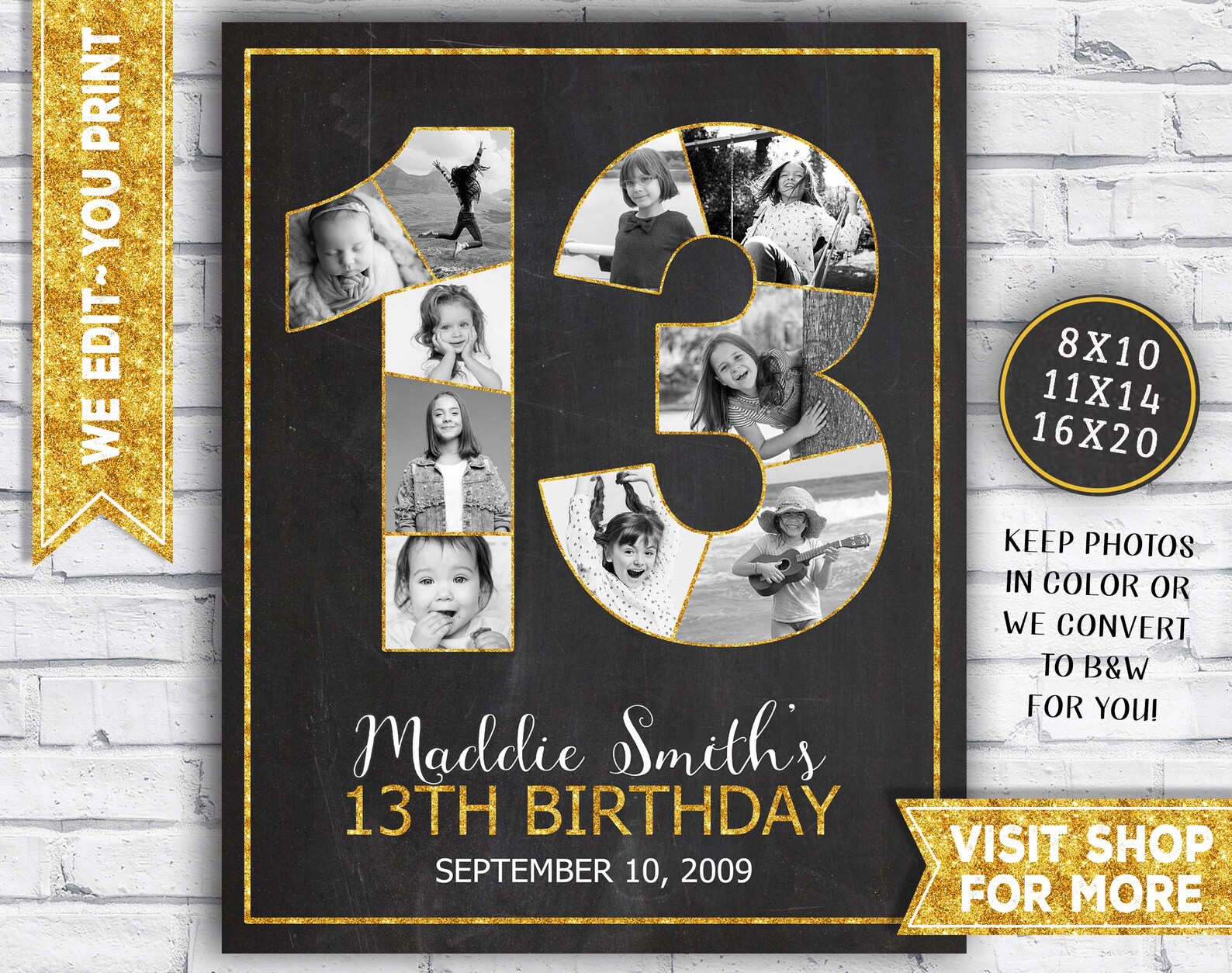 13th Birthday Photo Collage 13th Birthday Girl Decorations | Etsy