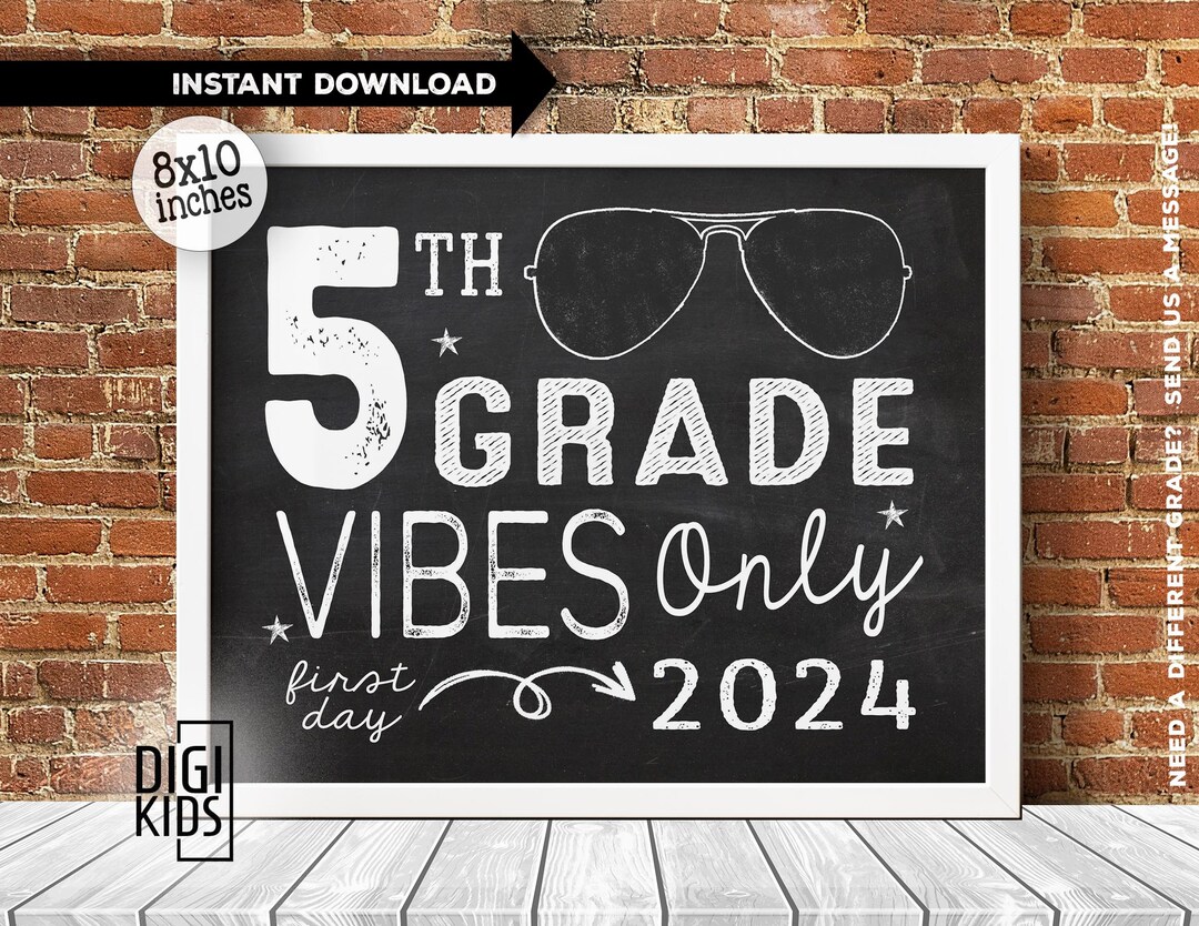 First Day of 5th Grade Sign - First Day of School Sign - 5th Grade ...