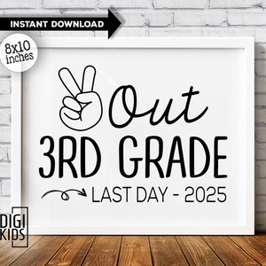 Last Day of 3rd Grade Printable - Peace Out 3rd Grade Chalkboard Sign ...