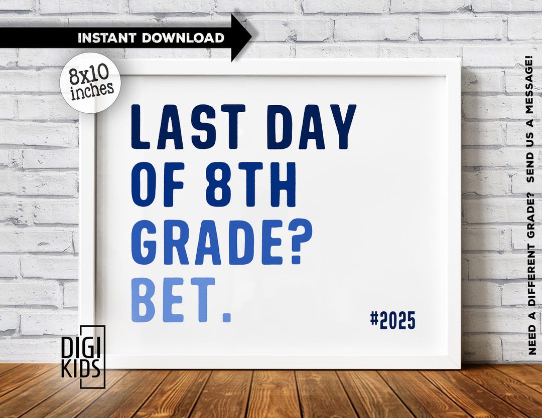 Last Day of 8th Grade Sign 2025 - 8th Grade Printable Sign - 8th Grade ...
