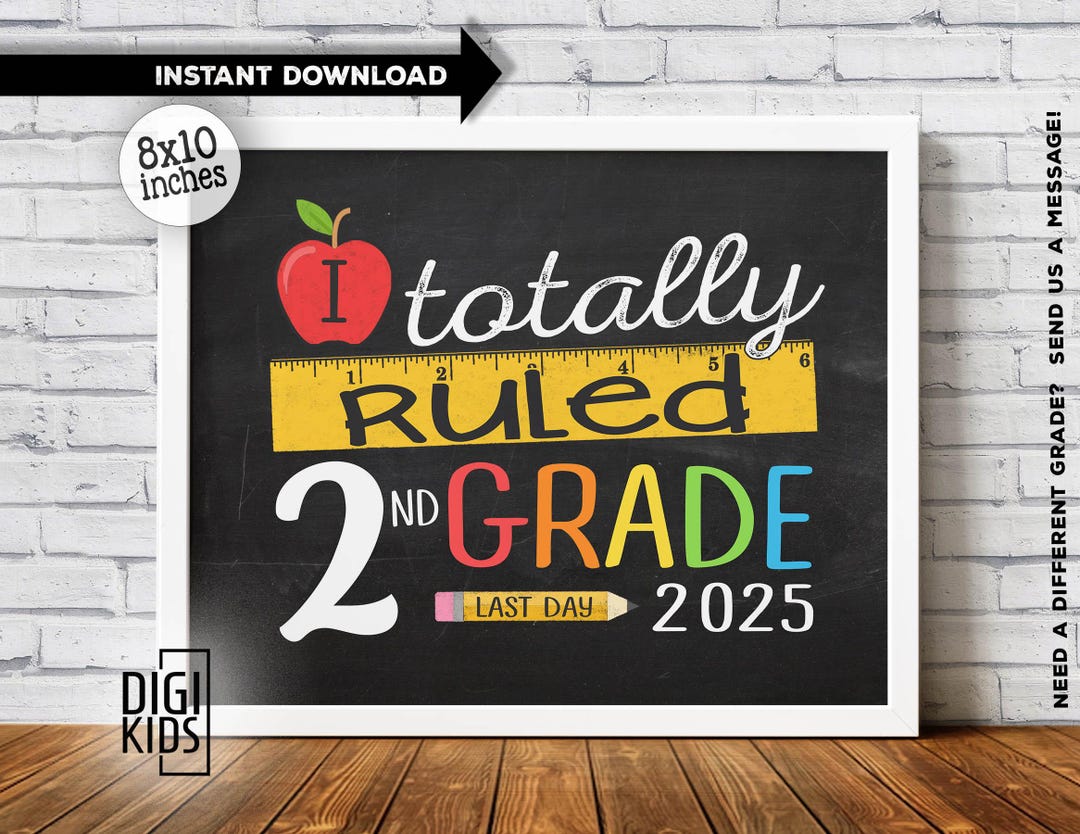 Last Day of School Sign 2025 - Last Day of 2nd Grade Sign - Printable ...
