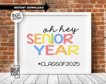 Hello Senior Year! First Day of School Printable Sign - Etsy