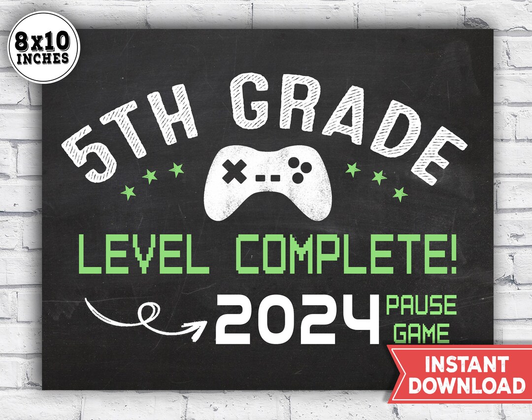 Last Day of 5th Grade Sign 2024 - Last Day of Grade School Sign - Fifth ...