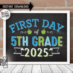 First Day of 5th Grade Sign - 1st Day of School Sign 2025 - 5th Grade ...
