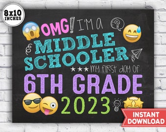1st Day of 6th Grade Sign First Day of Sixth Grade First Day of School ...