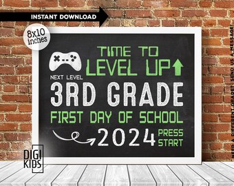 1st Day of 4th Grade Sign 1st Day of School Signs Printable 2024 Hello ...