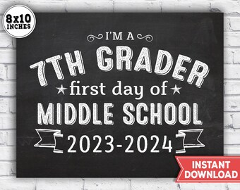 INSTANT DOWNLOAD First Day of 7th Grade School Sign Print - Etsy