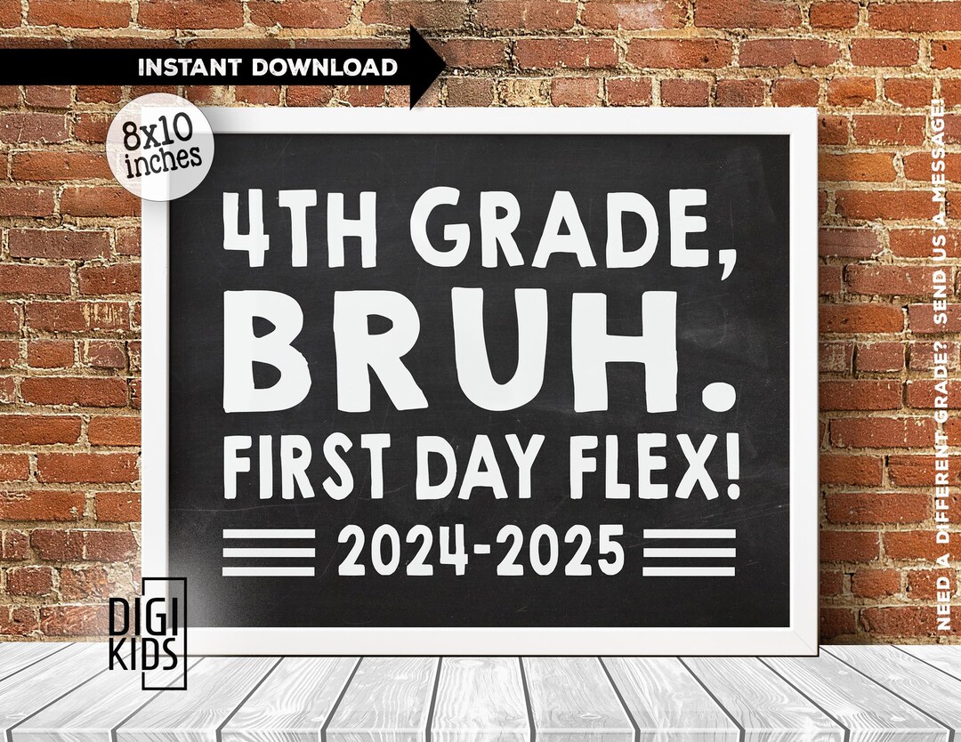 First Day of 4th Grade Sign - First Day of School Sign - Printable 4th ...