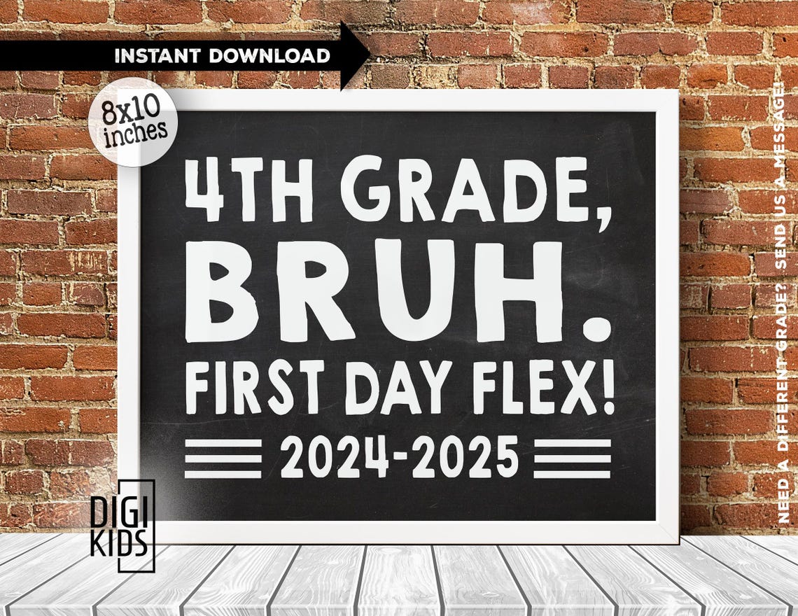 First Day of 4th Grade Sign - First Day of School Sign - Printable 4th ...