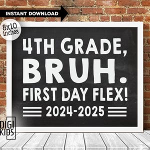 First Day of 4th Grade Sign - First Day of School Sign - Printable 4th ...