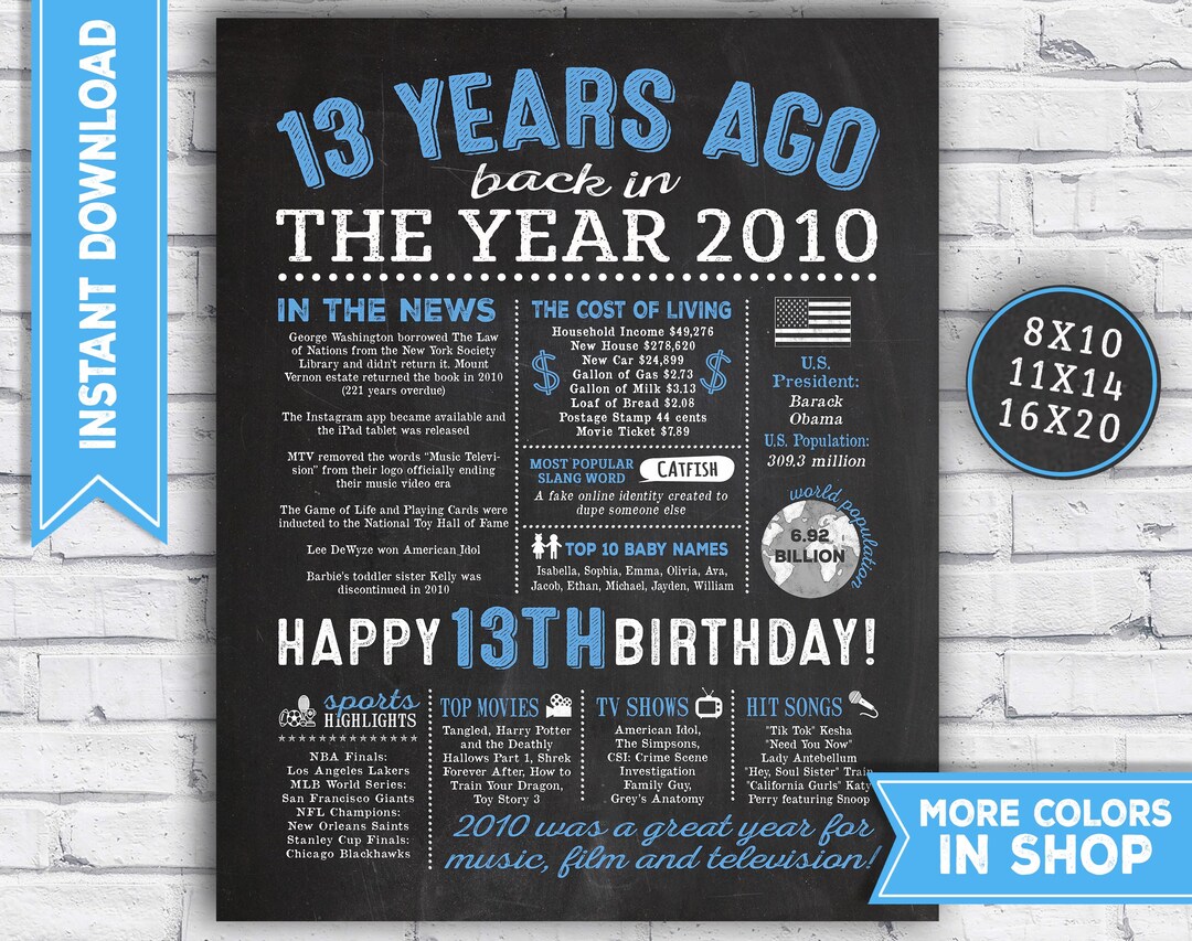 13th Birthday Decorations in the Year 2010 13th Birthday Party Sign ...