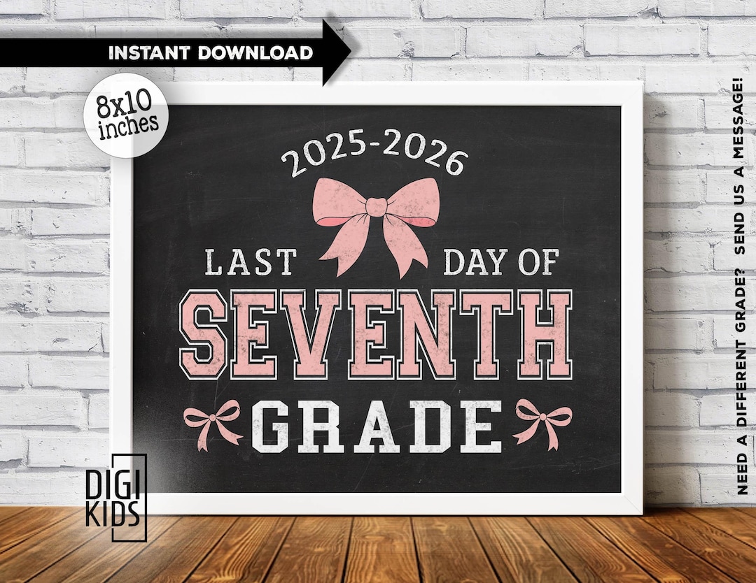 Last Day of 7th Grade Sign - Last Day of School Printable 2025 ...