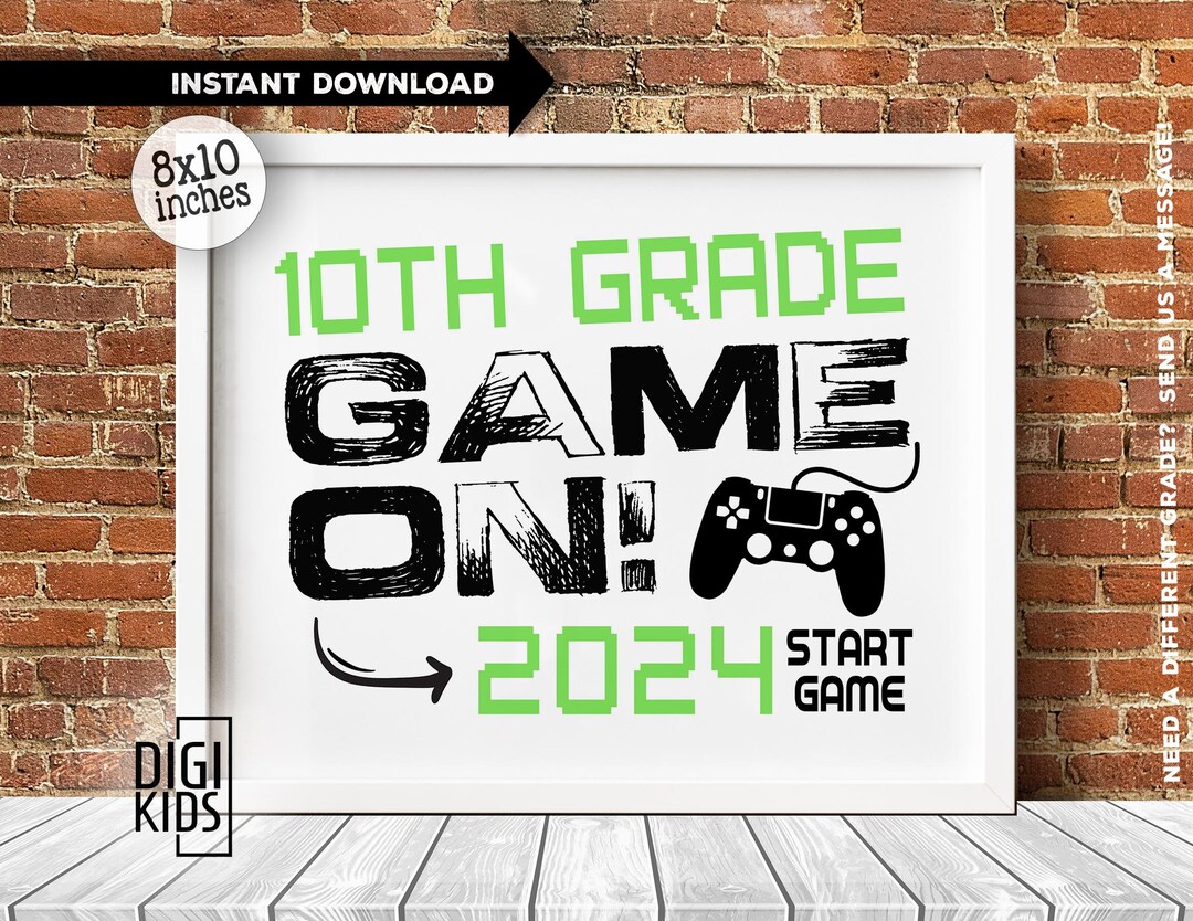 10th Grade Sign 2024 - 1st Day of School Sign - Back to School Gamer ...