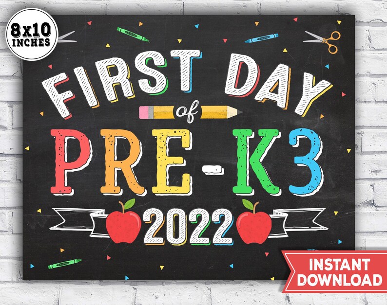 First Day of Pre K3 Sign 1st Day of School Sign 2022 - Etsy