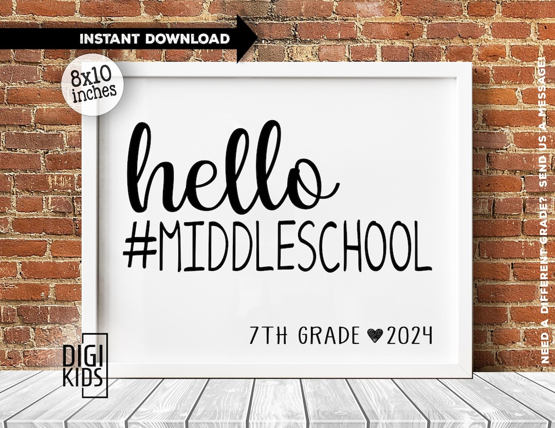 1st Day of Middle School Sign - First Day of 7th Grade Sign 2024 ...