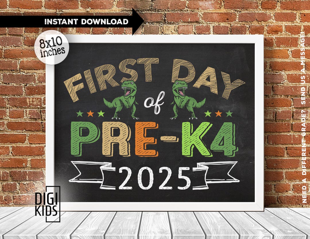 Pre K4 Sign - Boys 1st Day of School Printable - First Day of School ...