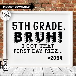1st Day of School Sign - First Day of 5th Grade Sign 2024 - 5th Grade ...
