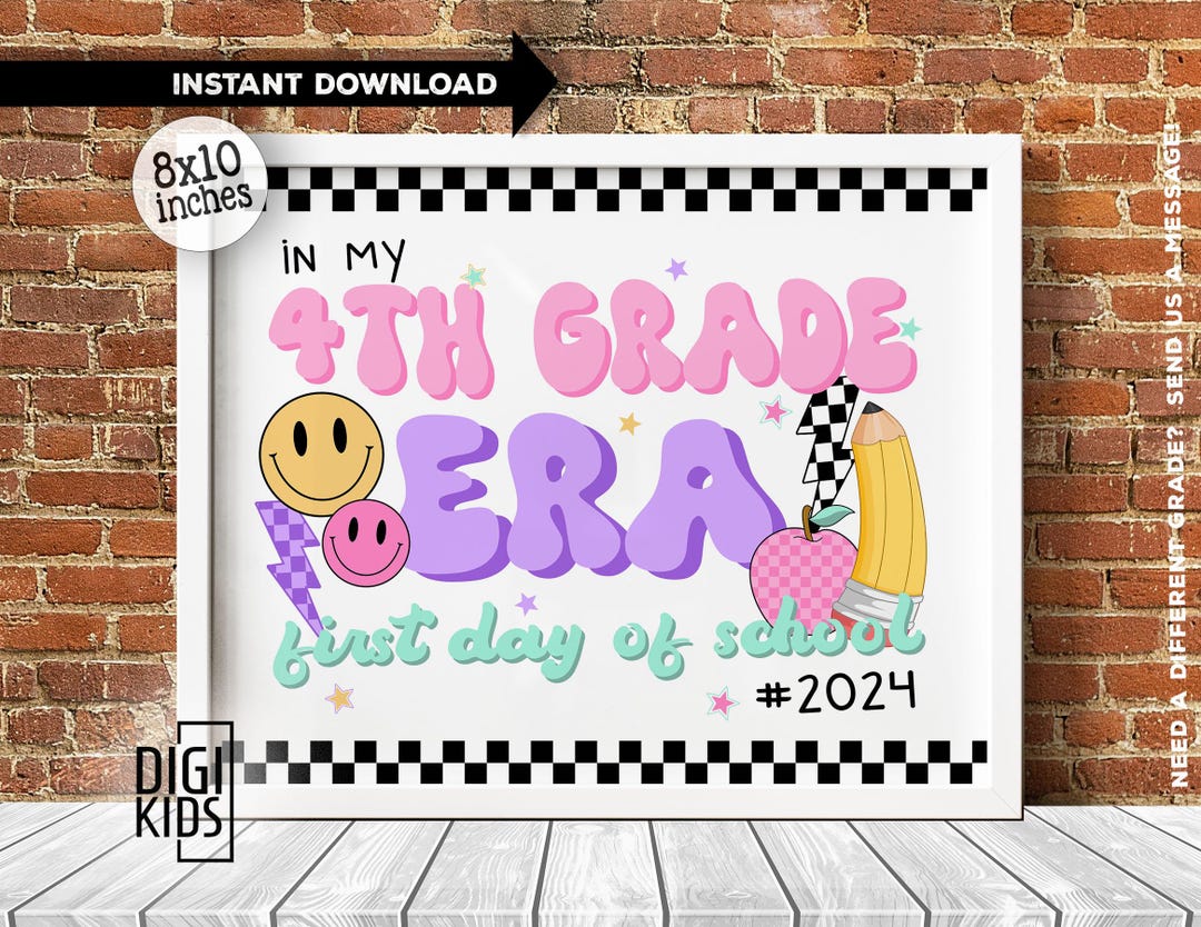 1st Day of 4th Grade Sign - in My 4th Grade ERA Printable Poster 2024 ...