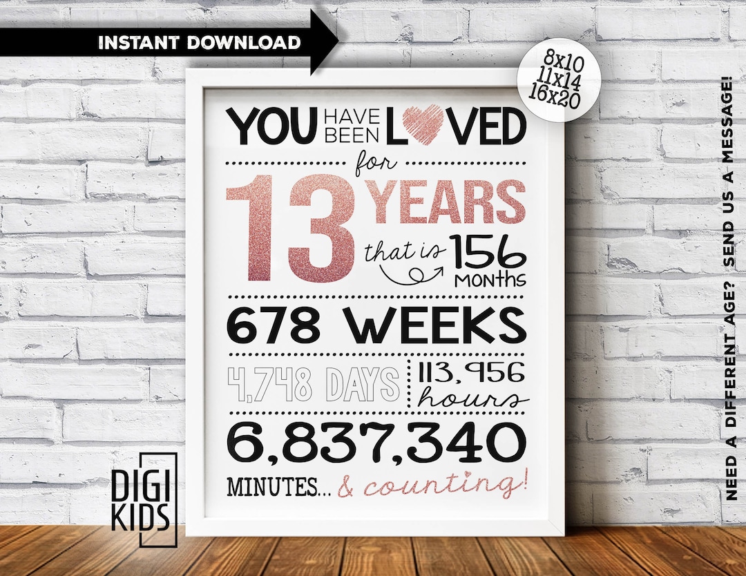 13th Birthday Decorations for Girls - You Have Been Loved for 13 Years ...
