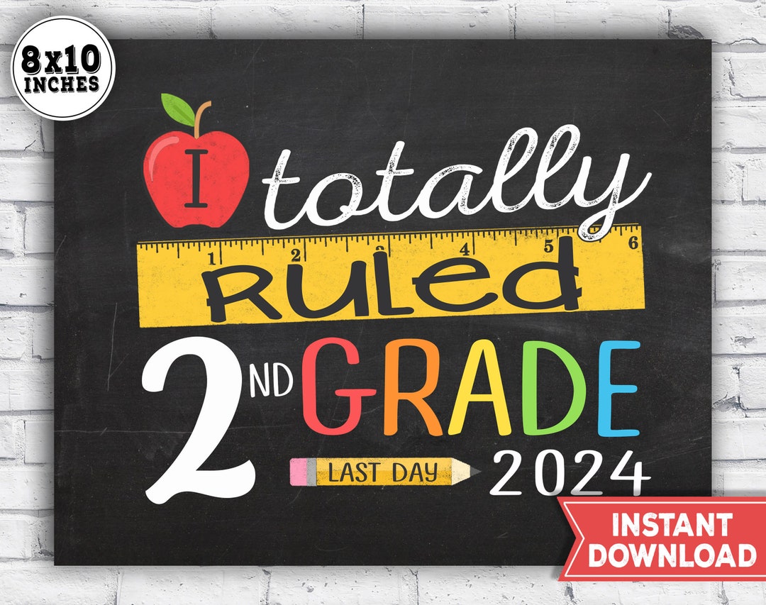 Last Day of School Sign 2024 Last Day of 2nd Grade Sign Printable Third ...
