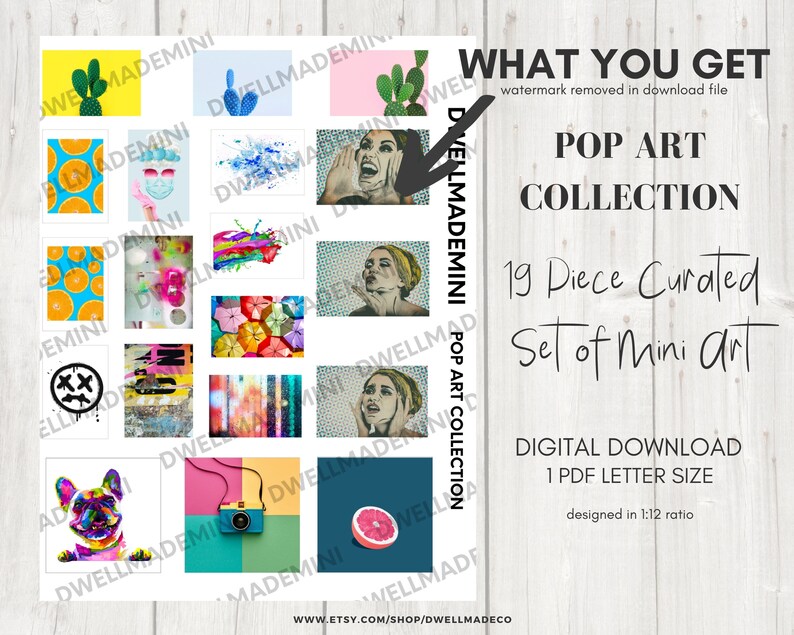 Pop Art Modern Dollhouse Art Printable, Miniature Decor, 1:12 ...