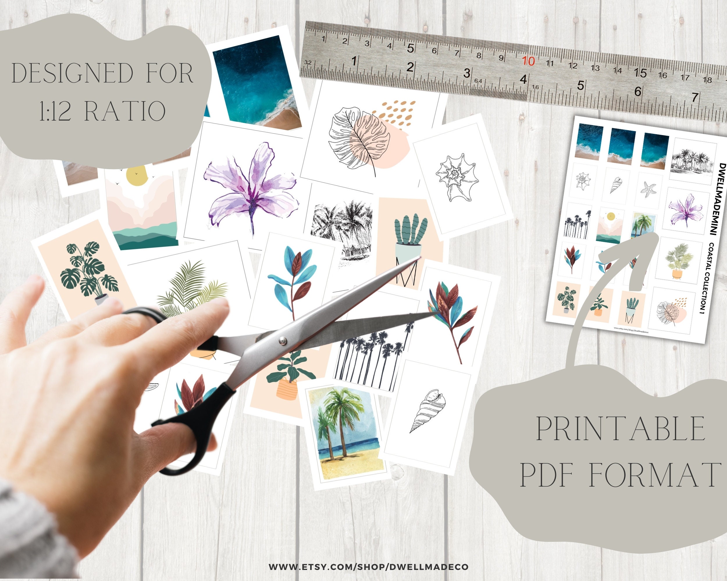 Miniature Dollhouse Art Prints, Coastal Dollhouse Art Printable, Mini ...