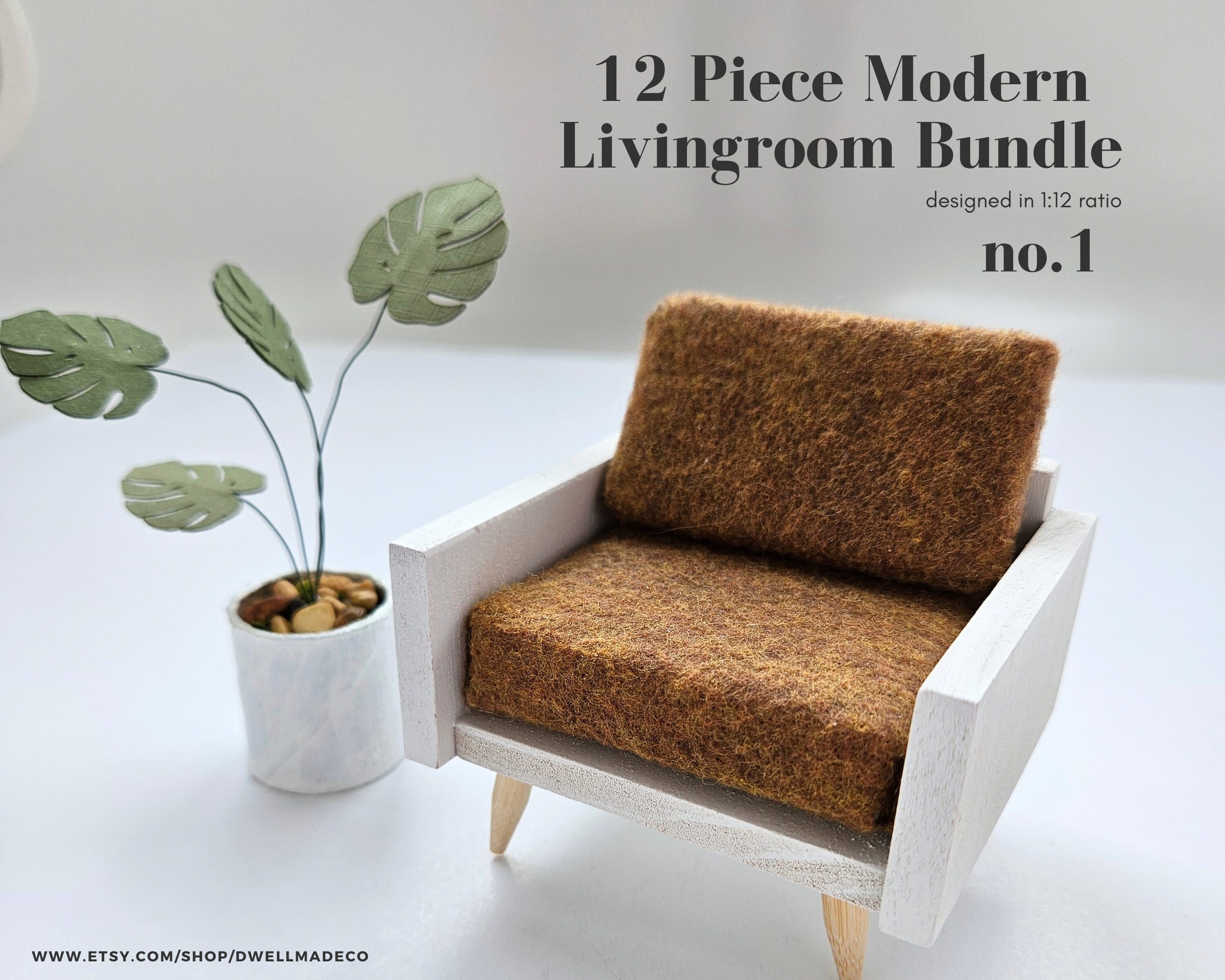 SET 1 Miniature Livingroom Set, Modern Miniature Chair and Accessories ...
