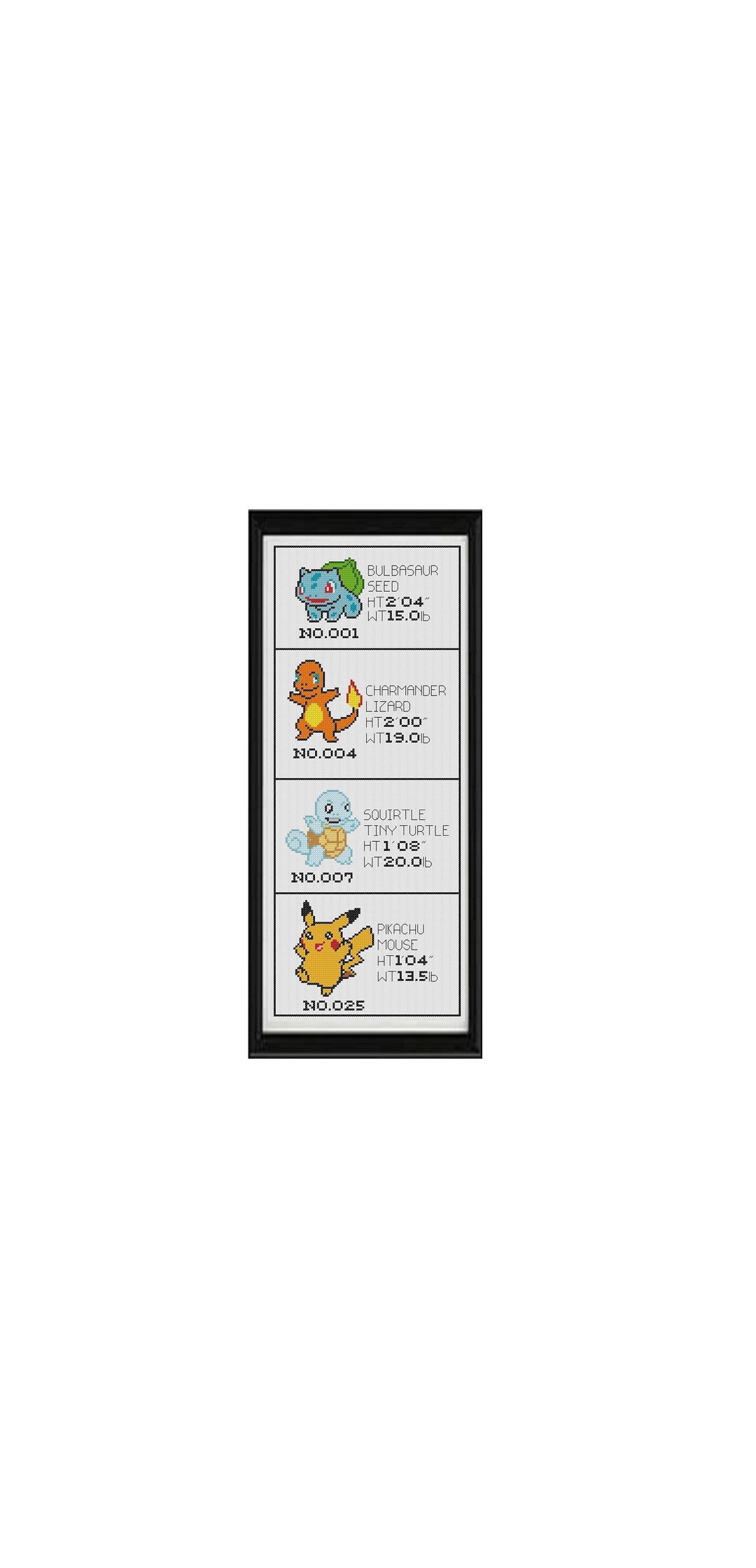 Pokemon Cross Stitch Chart/pattern Pikachu, Bulbasaur, Charmander and ...