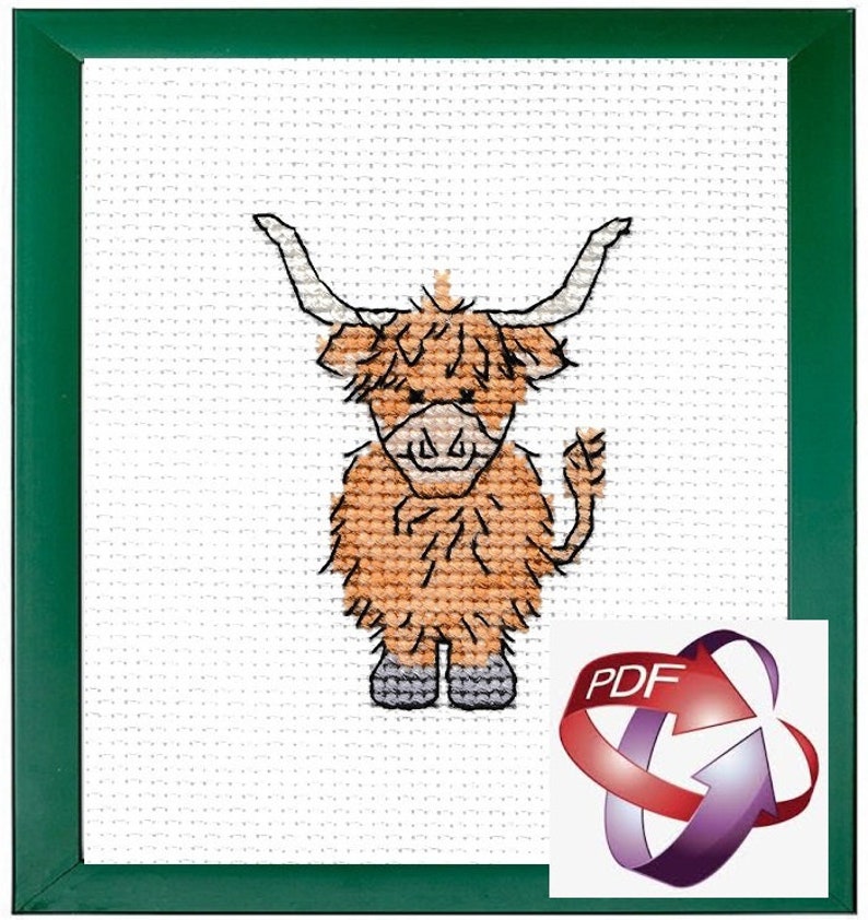 Highland Cow - Cross Stitch Chart/pattern - PDF Download - Etsy