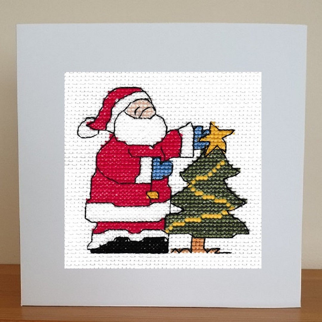Santa Christmas Card Cross Stitch Chart/pattern PDF Download - Etsy