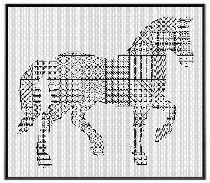 Blackwork Horse Cross Stitch Chart/pattern PDF Download - Etsy