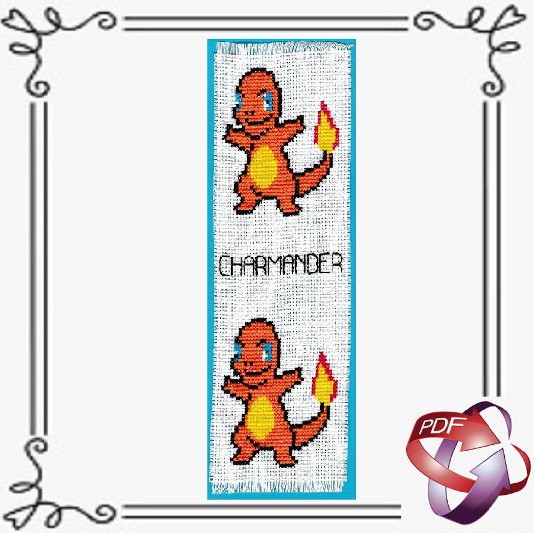Pokemon Bookmark Charmander Cross Stitch Chart/pattern PDF Download - Etsy