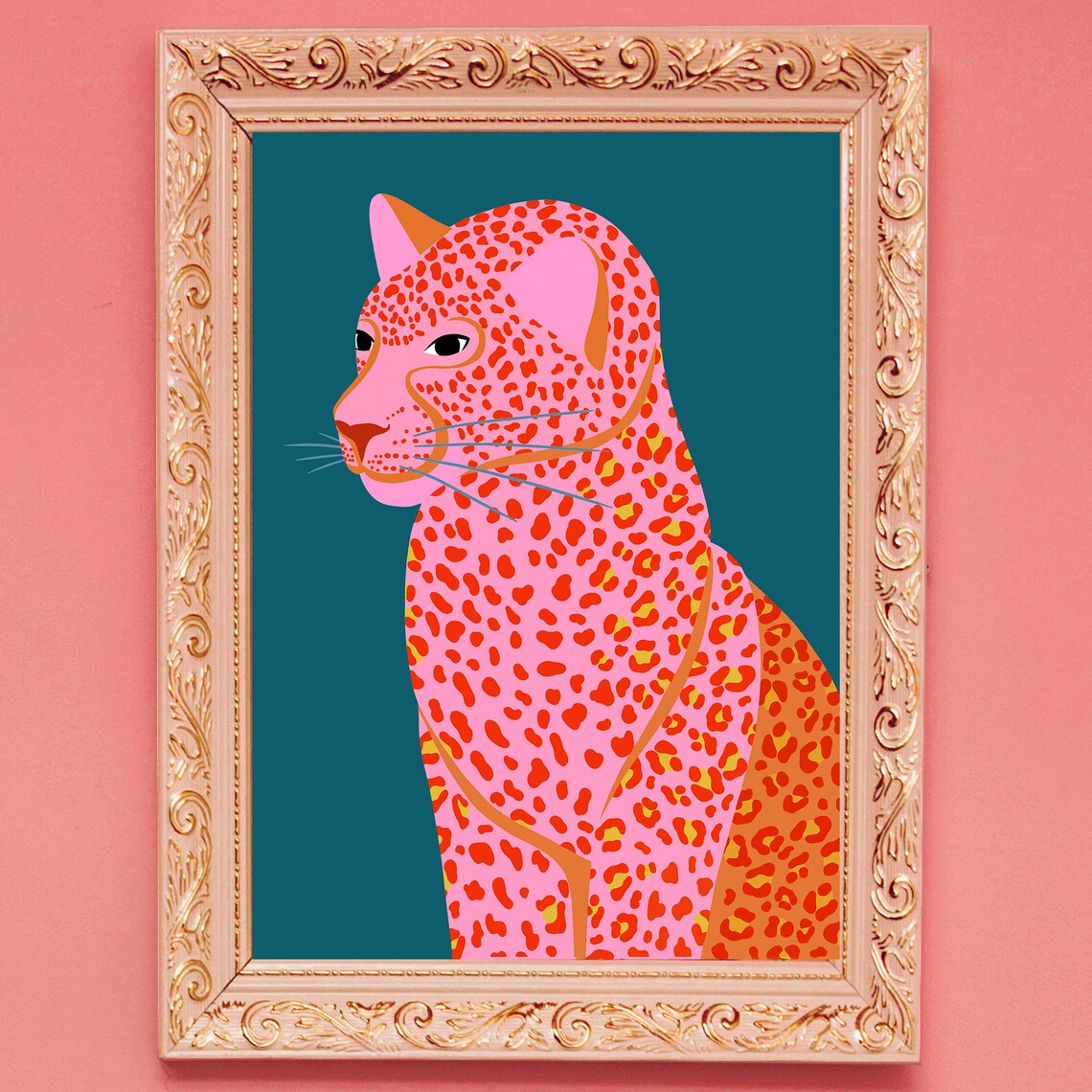 Pink Leopard Art Print Set of 2 A3 Art Prints Plant Art - Etsy