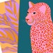 Pink Leopard Art Print Set of 2 A3 Art Prints Plant Art | Etsy