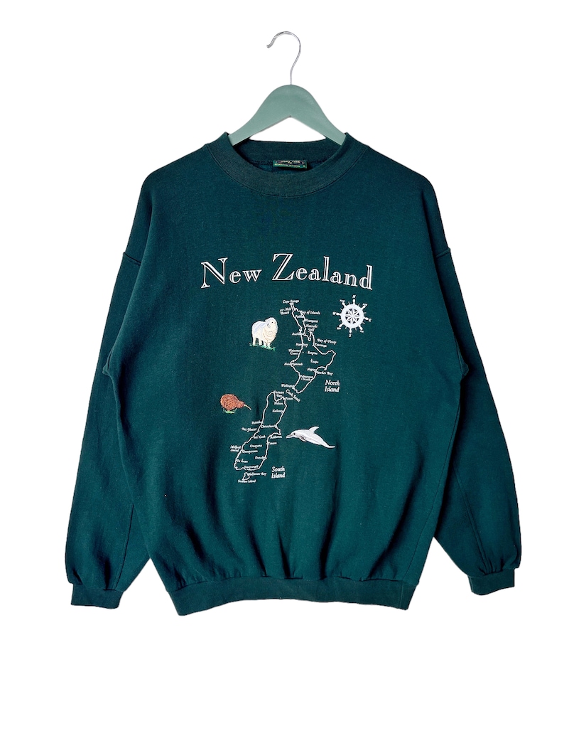 Vintage 80s New Zealand Iconic Maps Sweatshirt - Etsy