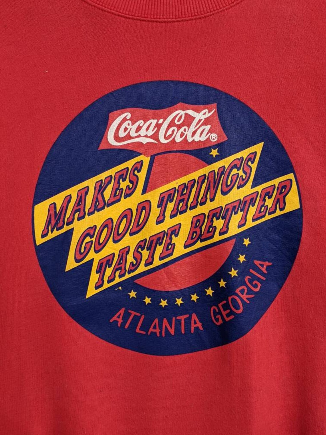Vintage Coca-cola Sweatshirt: Red Crewneck Pullover, Big Print - Etsy