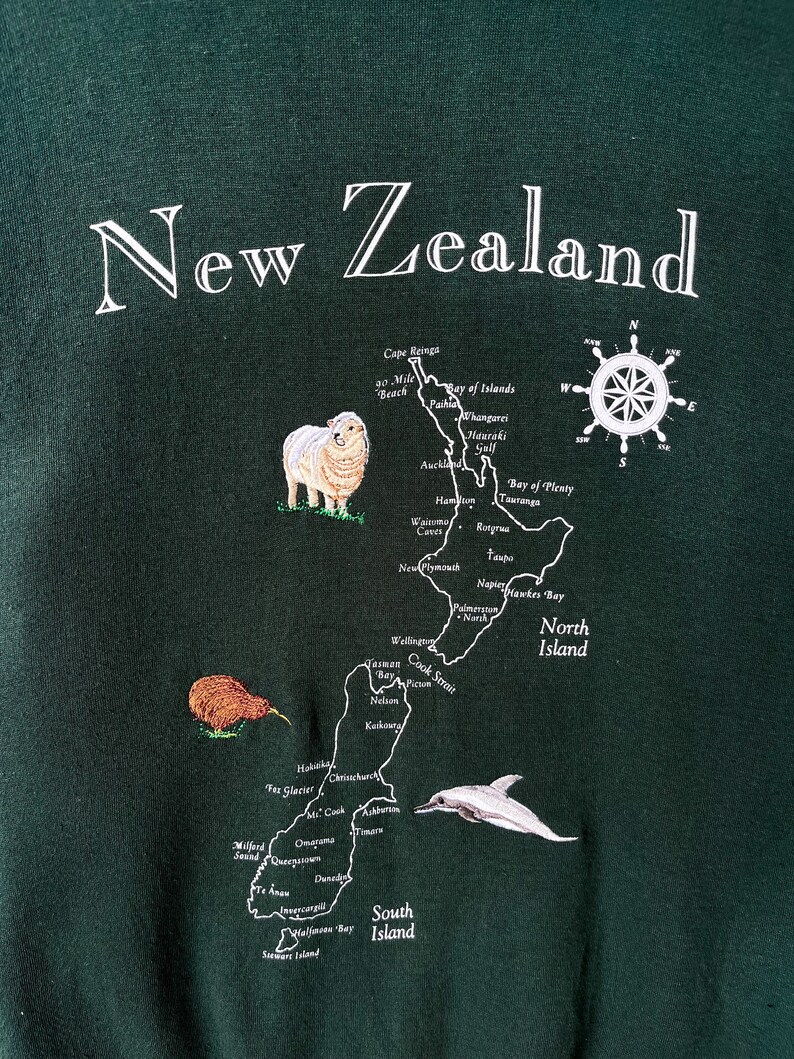 Vintage 80s New Zealand Iconic Maps Sweatshirt - Etsy