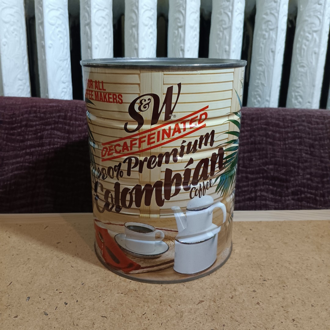 Vintage S&W Decaf Coffee Can, 1970s 1980s 16 Oz Metal Coffee Tin With ...