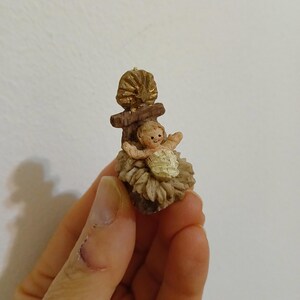 Vintage Baby Jesus in the Manger Plastic Figurine, Tiny Resin Nativity ...